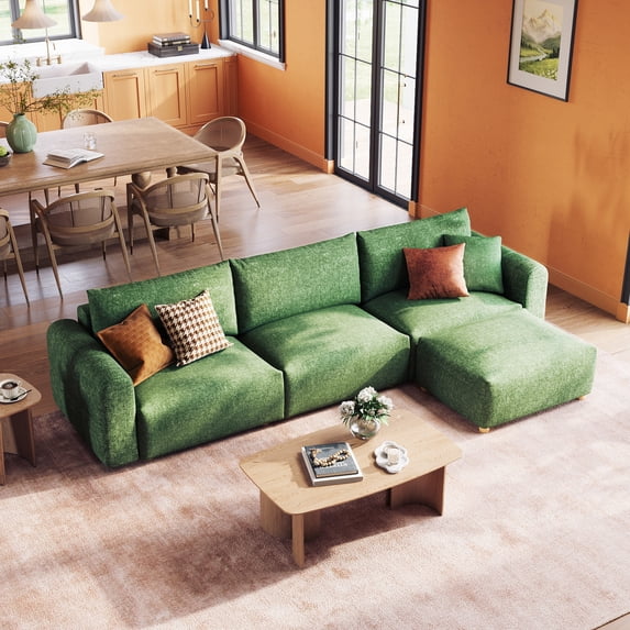 Linsy Home Oversized Modular Cloud Sectional Sofa, 128" 3 Seat L-Shaped ...