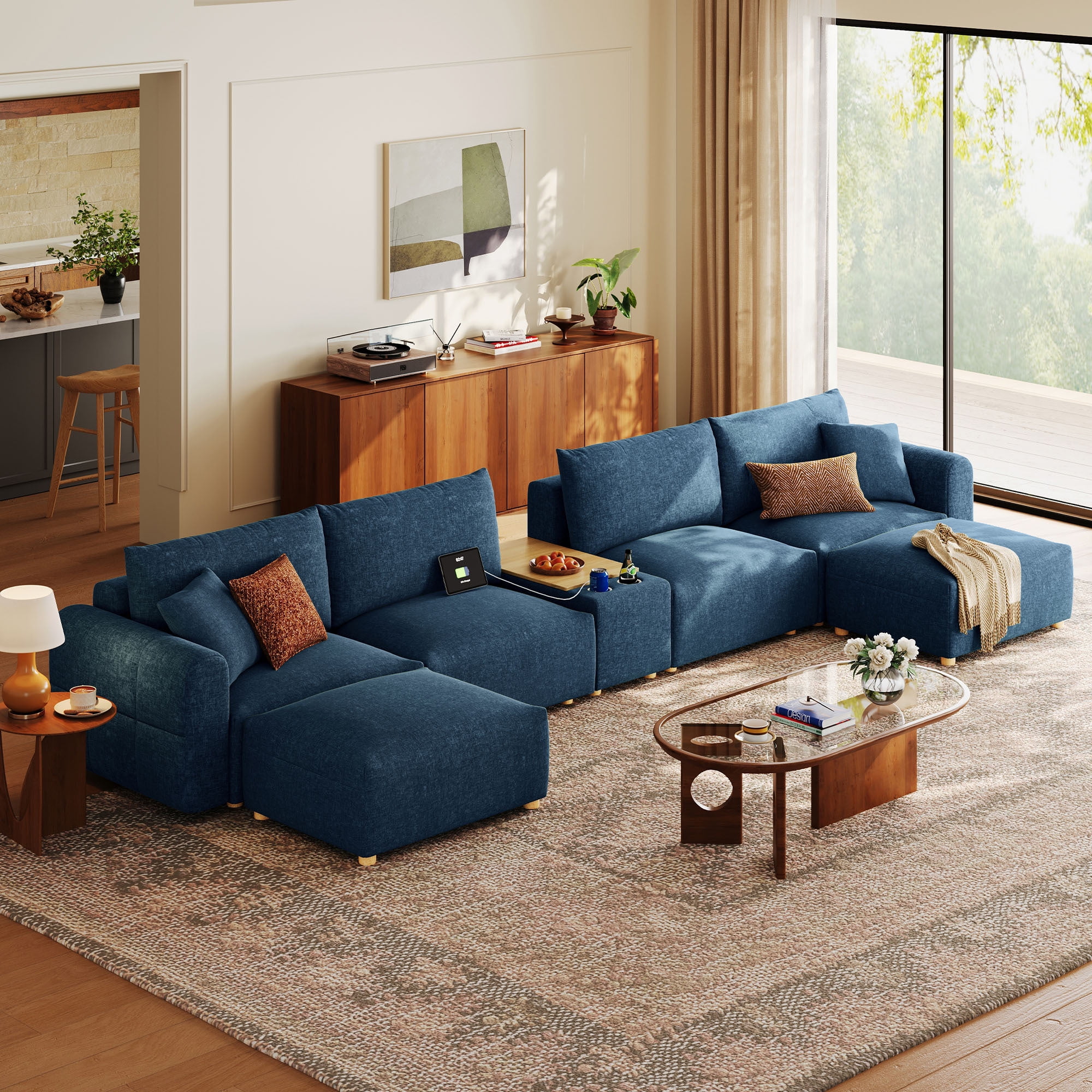 Linsy Home Oversized Modular Cloud Sectional Sofa, 183" 6 Seat U-Shaped ...
