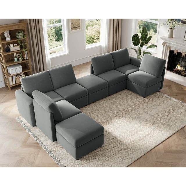 Linsy Home Soft Living Room Oversized Modular Couch with Storage ...