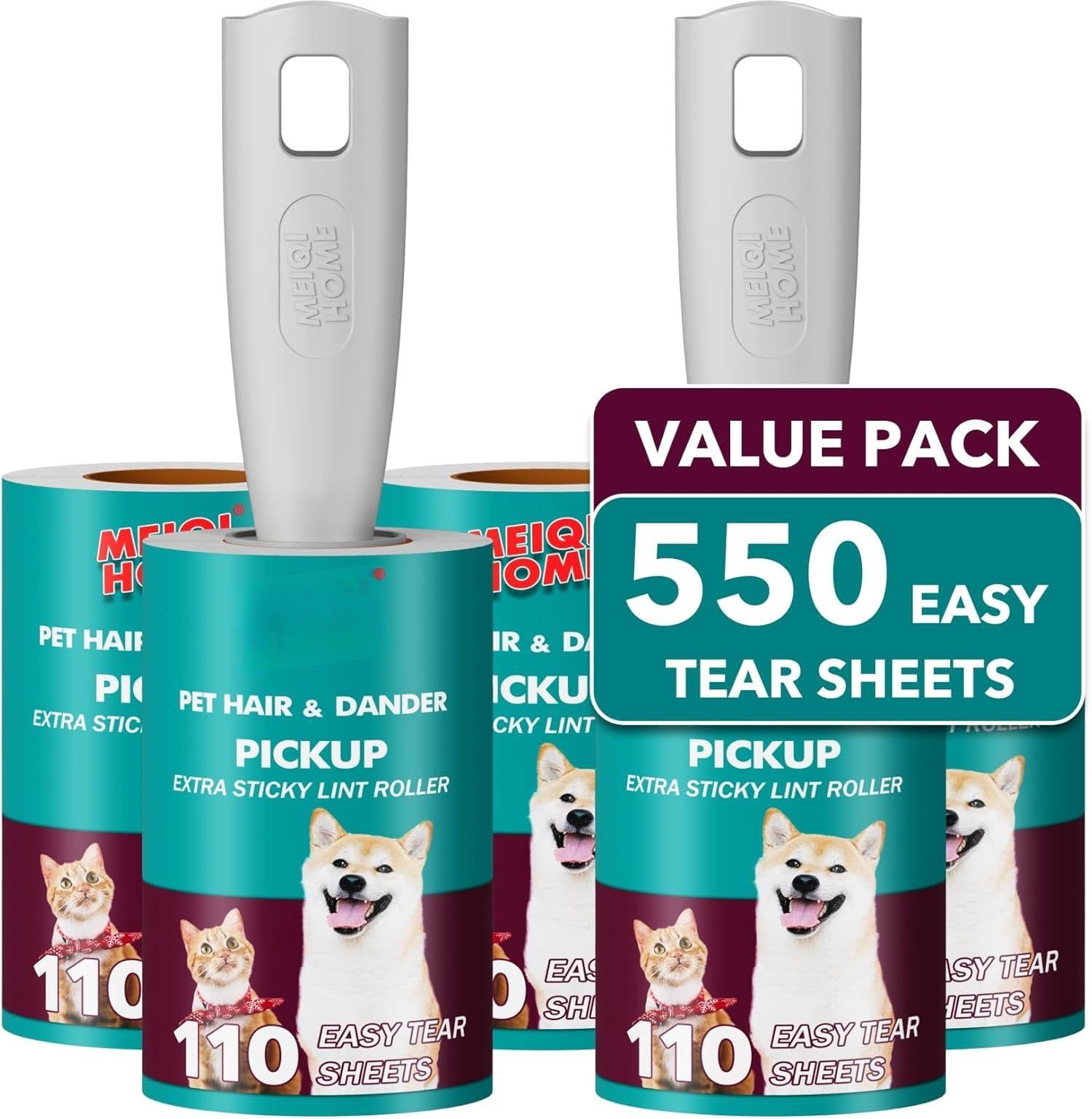 Lint Rollers for Extra Sticky, 550 Sheets Mega Value Set Lint Roller ...