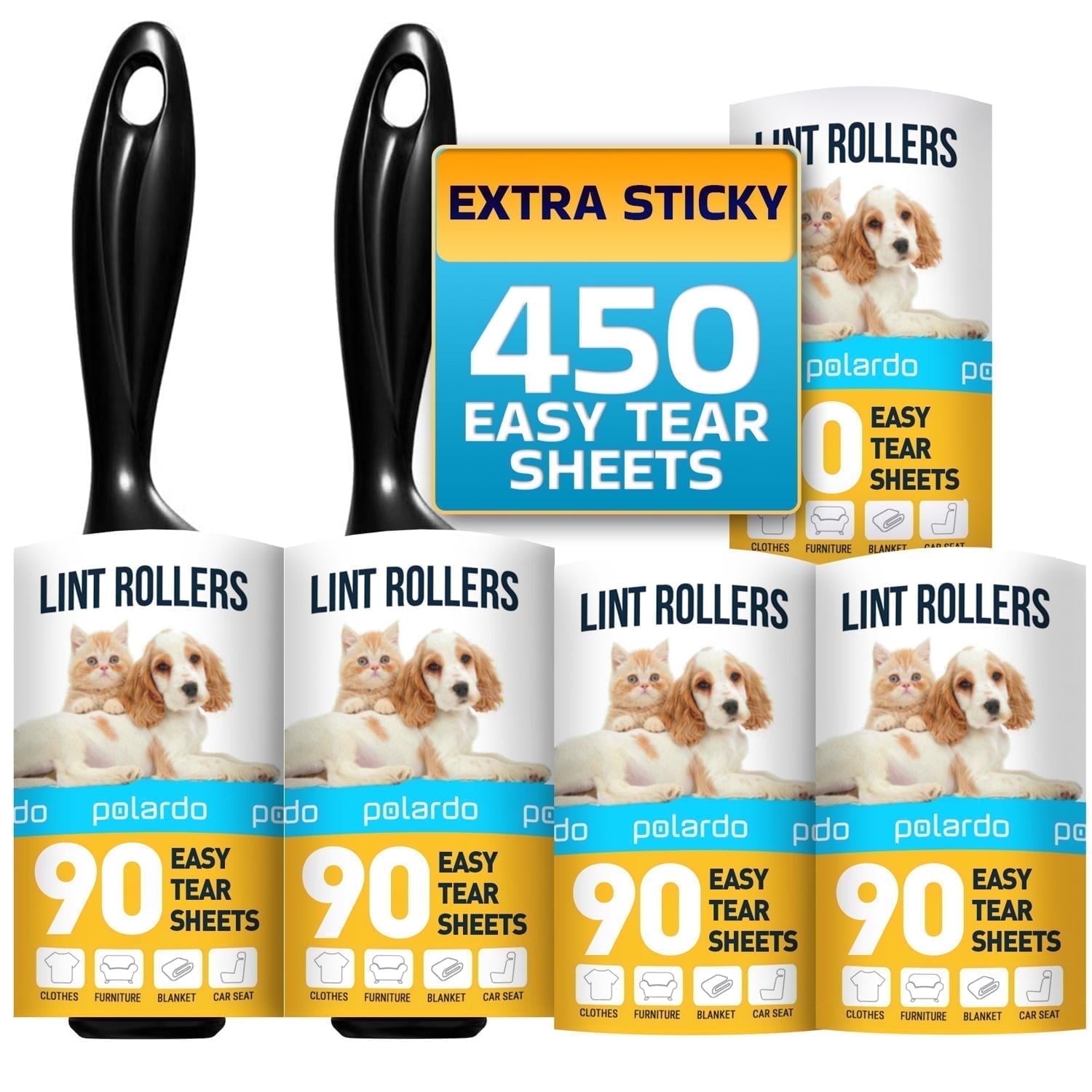 Lint Rollers for Pet Hair with Extra Sticky Sheets for Clothes, Pet ...