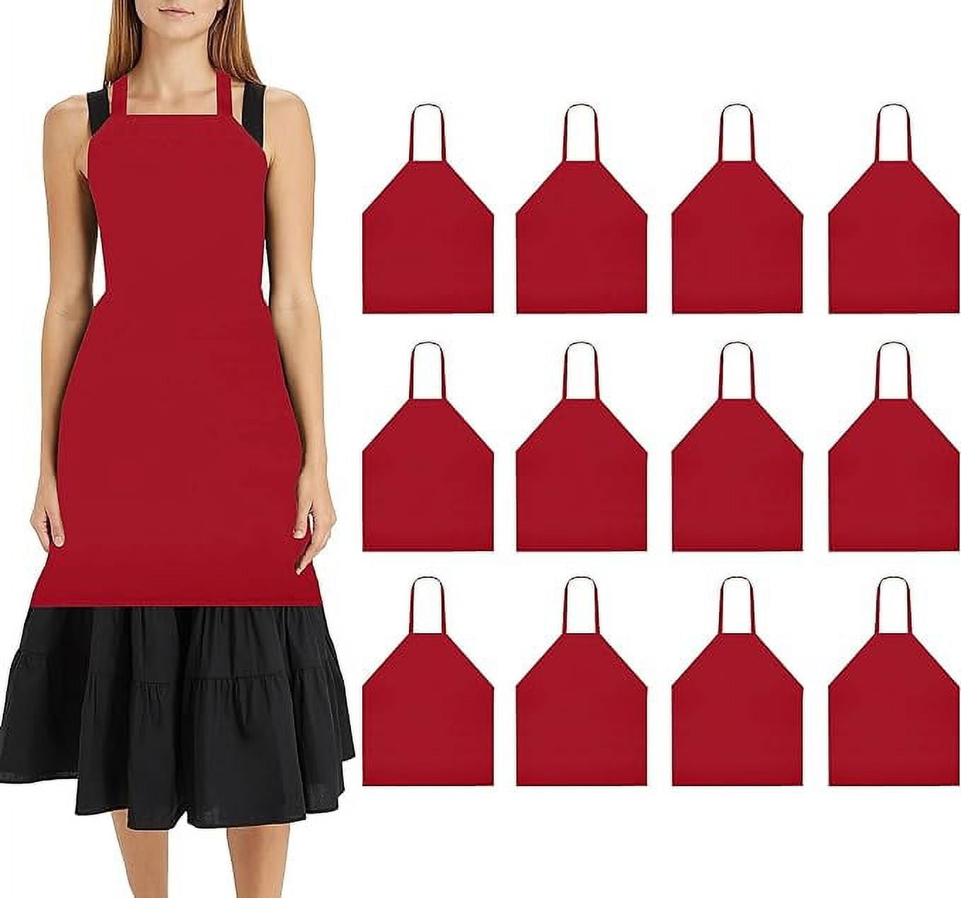 Linteum Textile Chef Bib Apron Red – Unisex Multipurpose Commercial ...