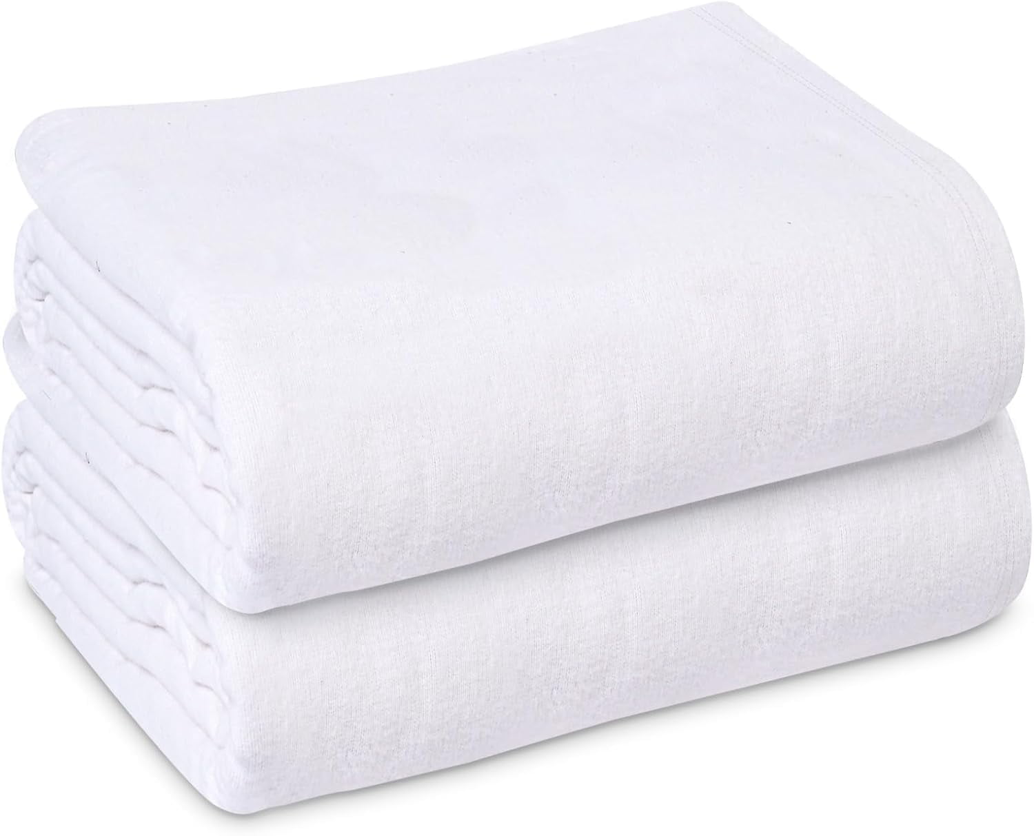 Linteum Textile Cotton Blended 70x90 in Hospital Bath Blanket, White, 2 ...