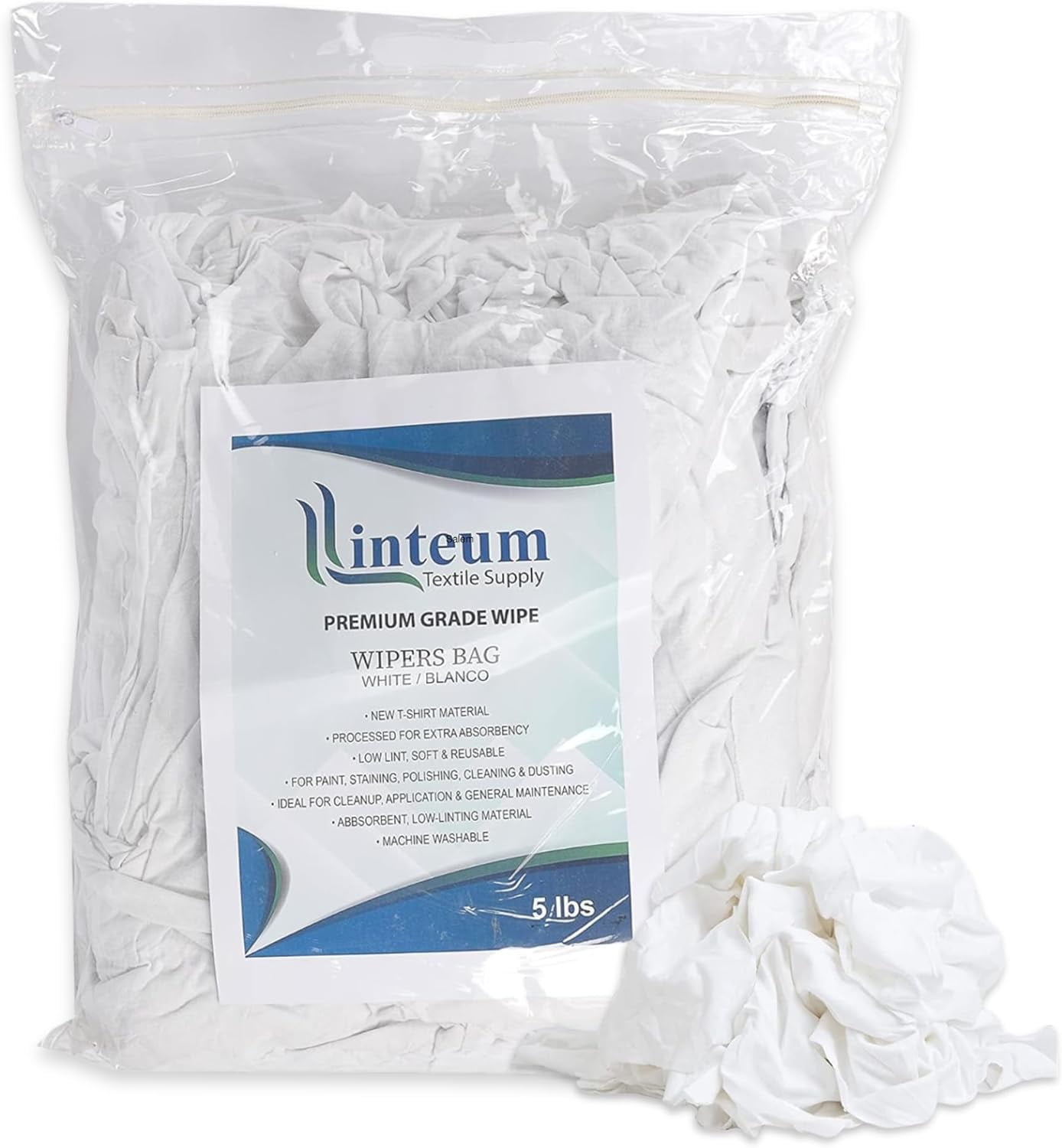 Linteum Textile White Wiper Rags for Kitchen, Bar and Auto Shops, 5 Lb ...