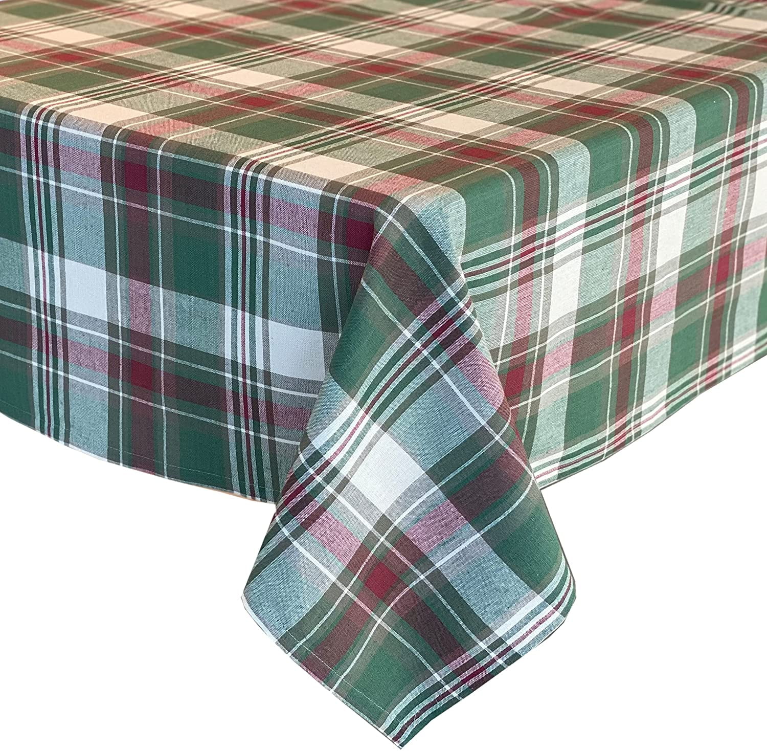 Lintex Christmas Cottage Plaid Tablecloth, Cotton Weave, Easy Care, 52 ...