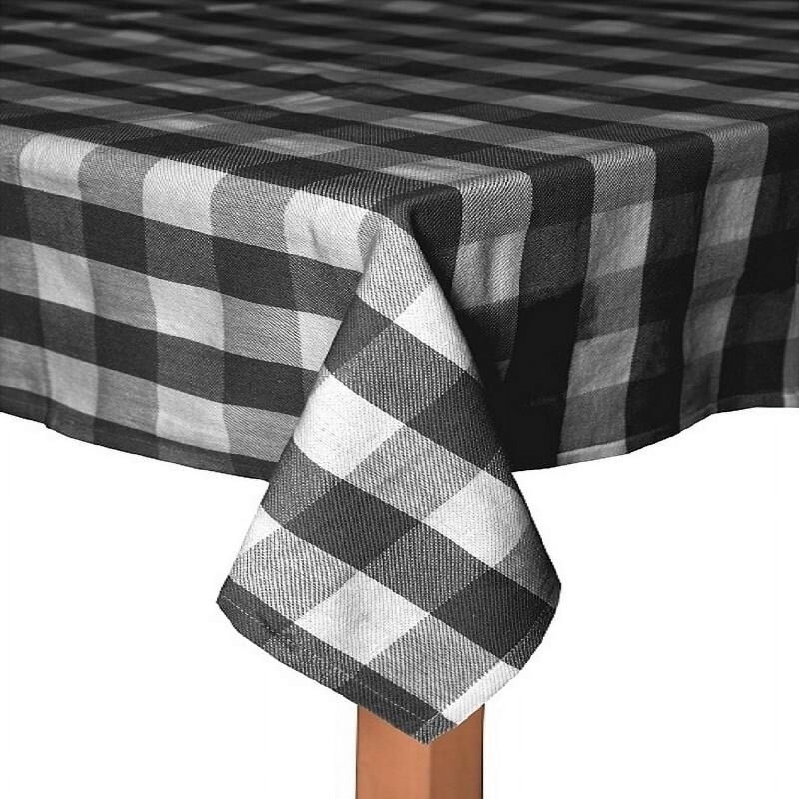 Lintex Linens Farm Check 100 Cotton Table Cloth Black 70 Round Round ...