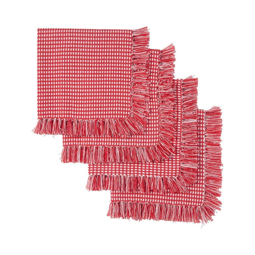 Lintex Linens Homespun Check Red Cotton Napkins - Set of 4 - Walmart.com