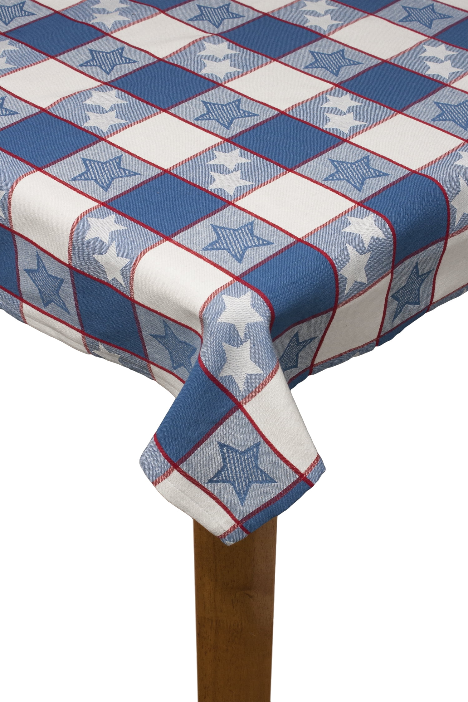 Lintex Patriotic Stars & Stripes Plaid Cotton Tablecloth 60x104 ...