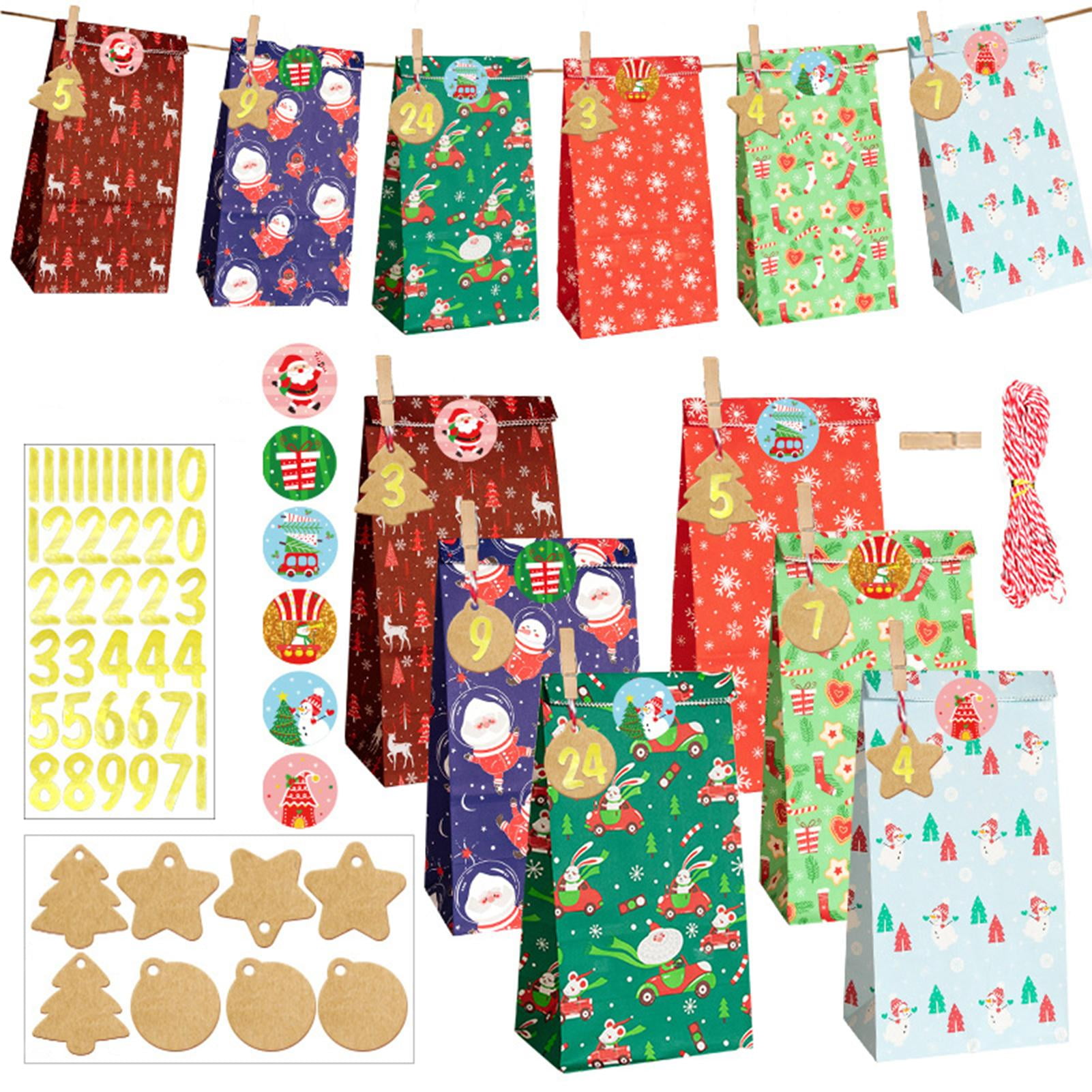 Linu Christmas Paper Bags ,Treat Bags Kraft Wrapping Sacks Party Favor ...