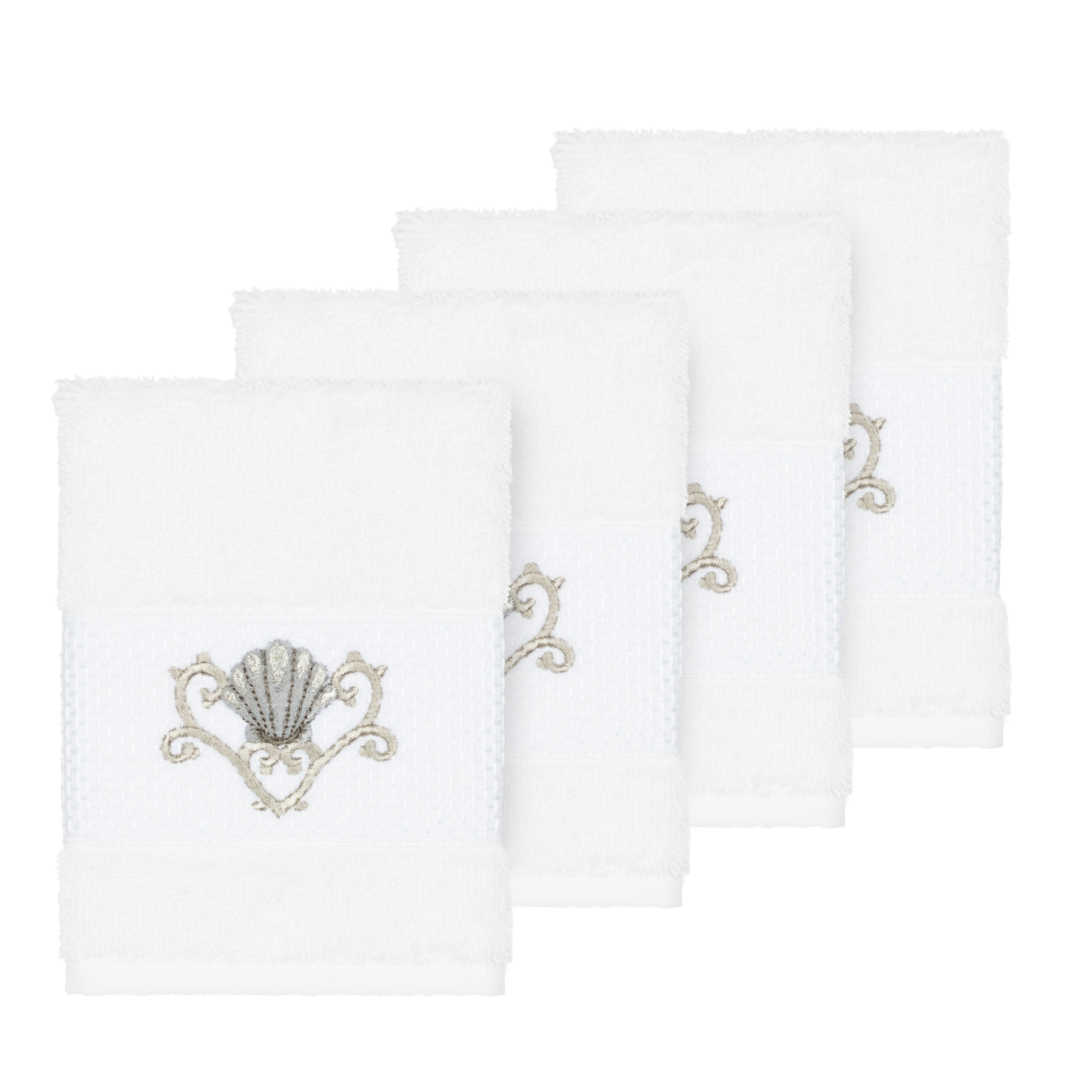 Authentic Hotel and Spa Turkish Cotton Shells Embroidered White 4-piece ...