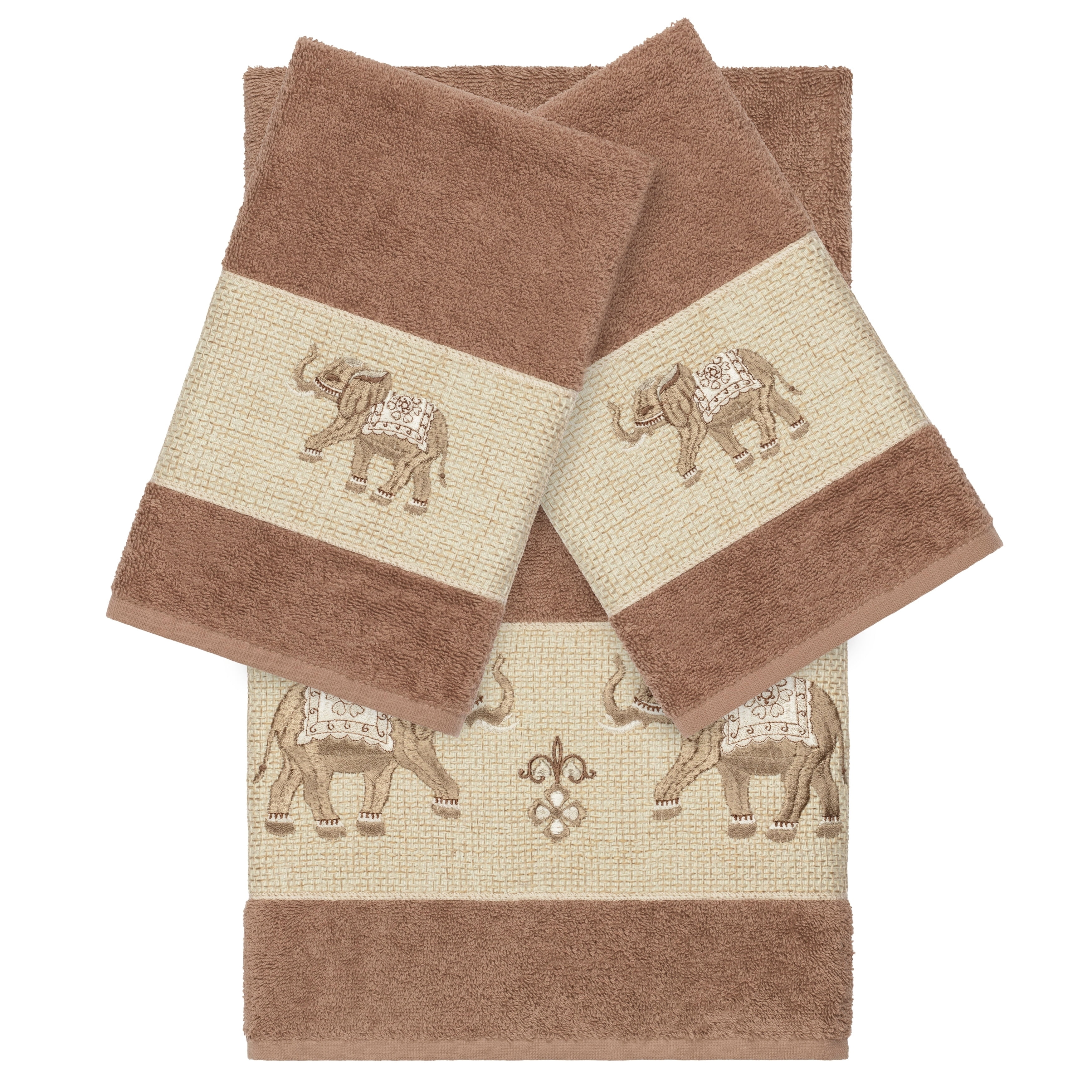 Authentic Hotel and Spa Turkish Cotton Elephants Embroidered Latte ...