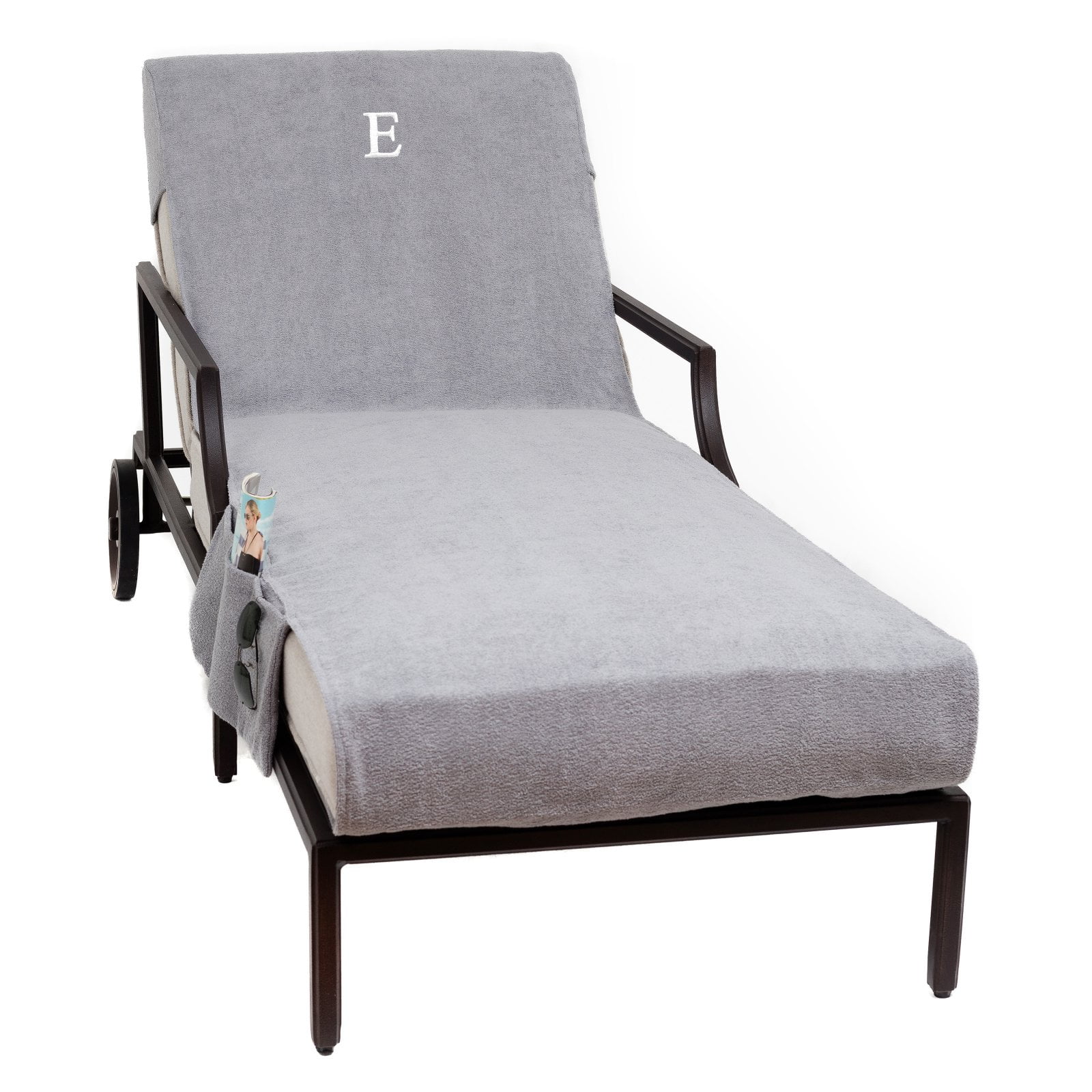 Linum Home Textiles Monogrammed Chaise Lounge Cover with Side Pockets ...