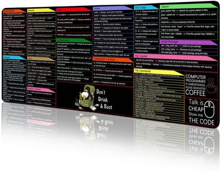 Linux Commands Line Mouse Pad, Extended Large Cheat Sheet Mousepad ... Linux Commands Line Mouse Pad, Extended Large Cheat Sheet Mousepad ...