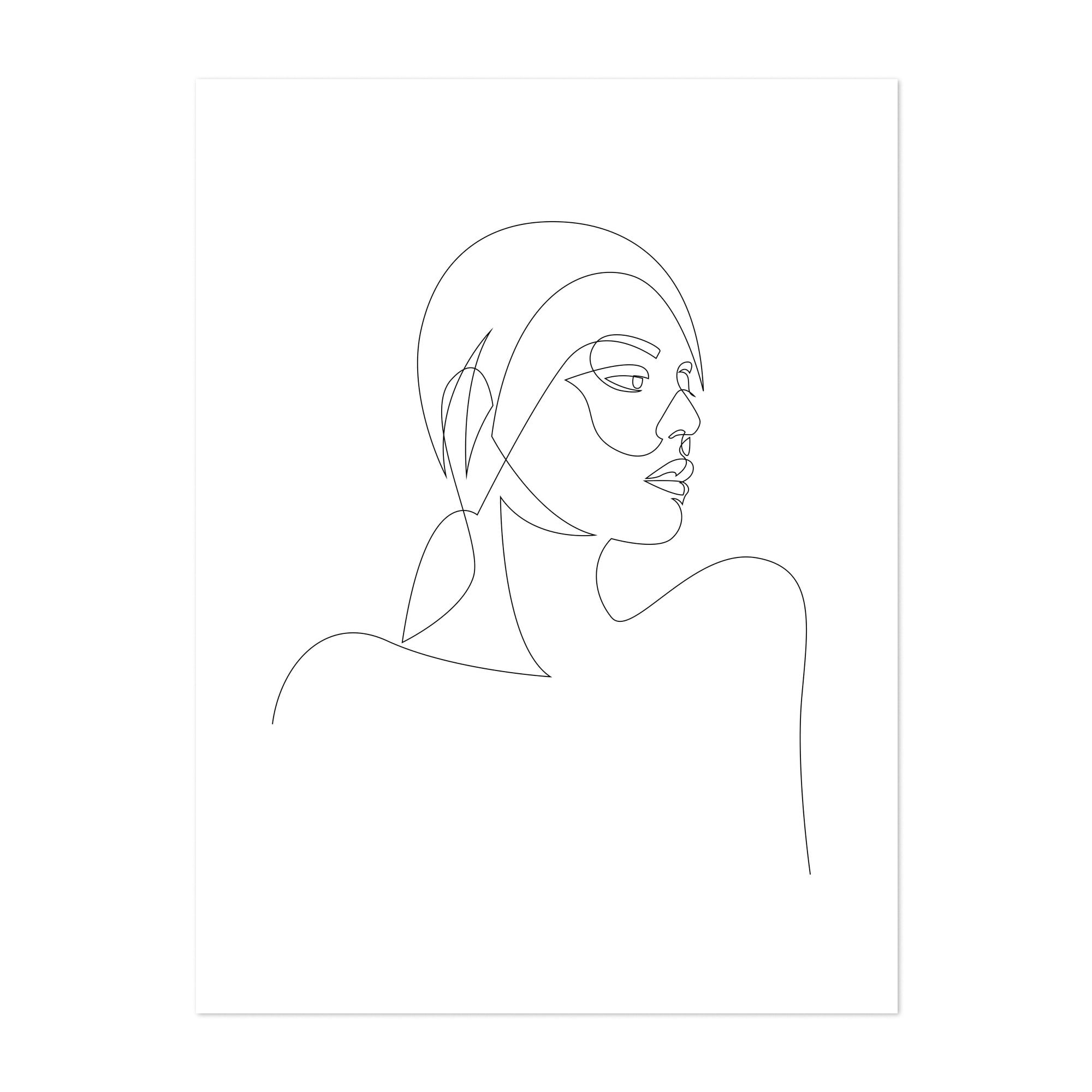 Liny - Line Drawing Line Art Minimalist Modern Art Abstract Portrait ...