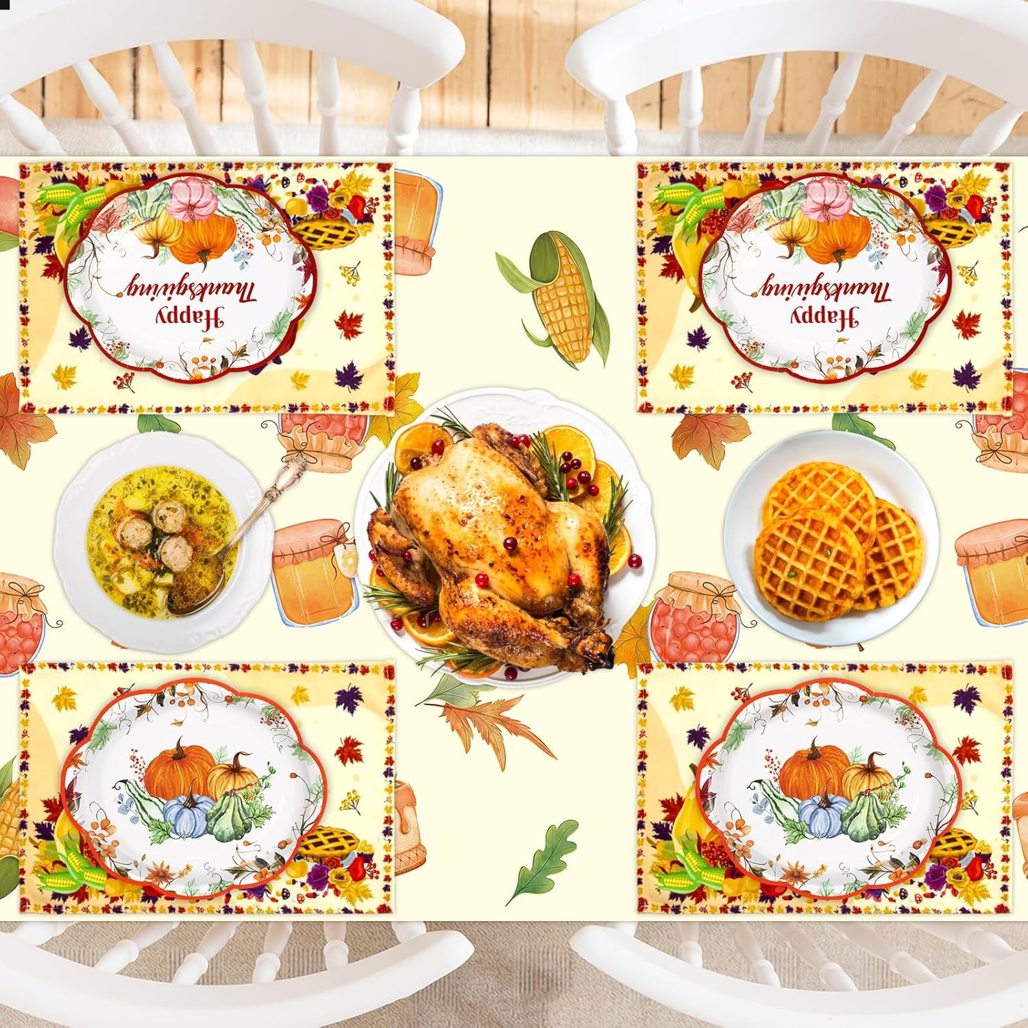 Linyan-24 Pcs Thanksgiving Plates 12 x 10 Inches Pumpkin Oval Paper ...