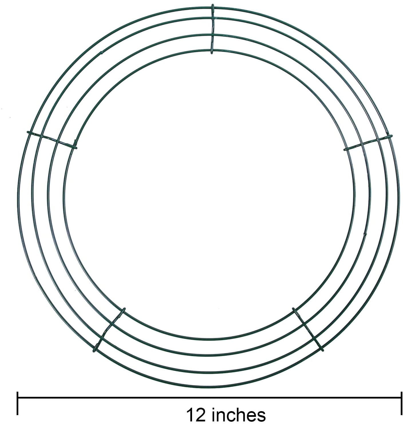Linyan-4 Pack 12 Inch Metal Wreath Frame Christmas Dark Green Wire ...