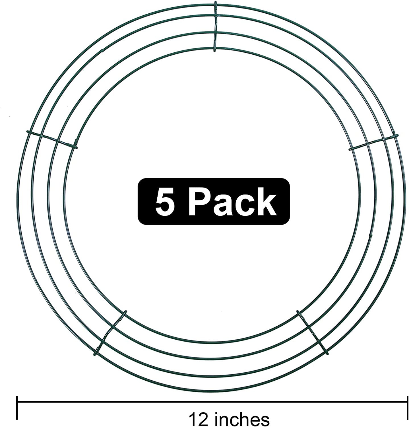 Linyan-5 Pack 12 Inch Metal Wreath Frame Christmas Dark Green Wire ...