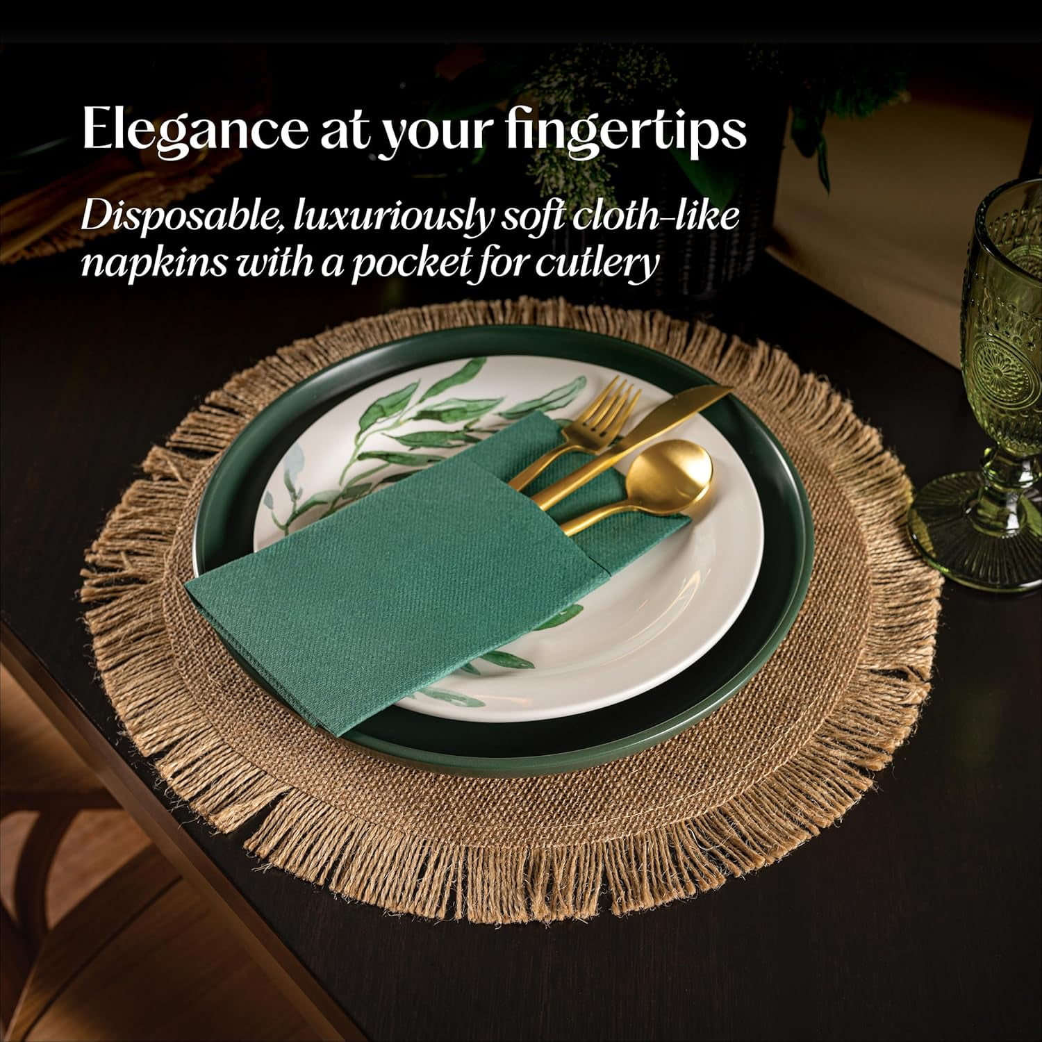 Linyan-50-Pack Disposable Linen-Feel Dinner Napkins With Built-in ...