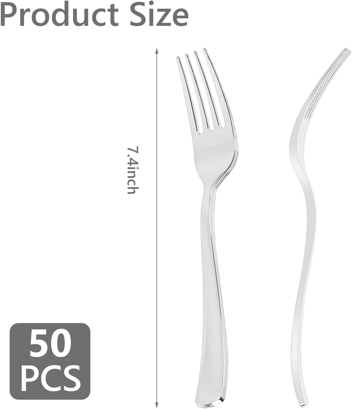 Linyan-50PCS Silver Plastic Forks, Solid, Durable and Heavy Duty ...