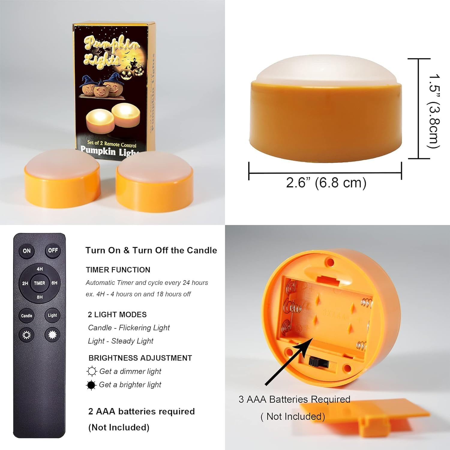 Linyan-6 Pack Halloween Pumpkin Lights with Remote and Timer, Bright ...