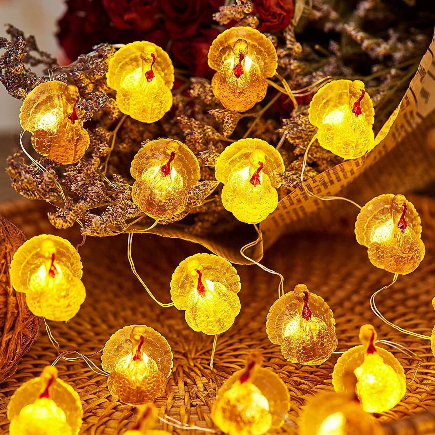 Linyan-Fall Harvest 3D Turkey String Lights, Cute Decorative Lights ...