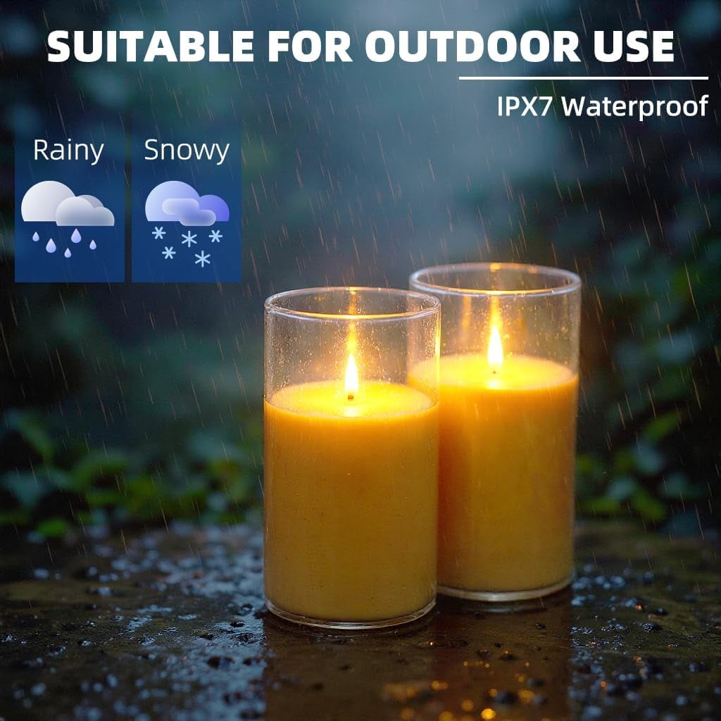 Linyan-Gray Flickering Flameless Candles, Battery Operated Acrylic LED ...