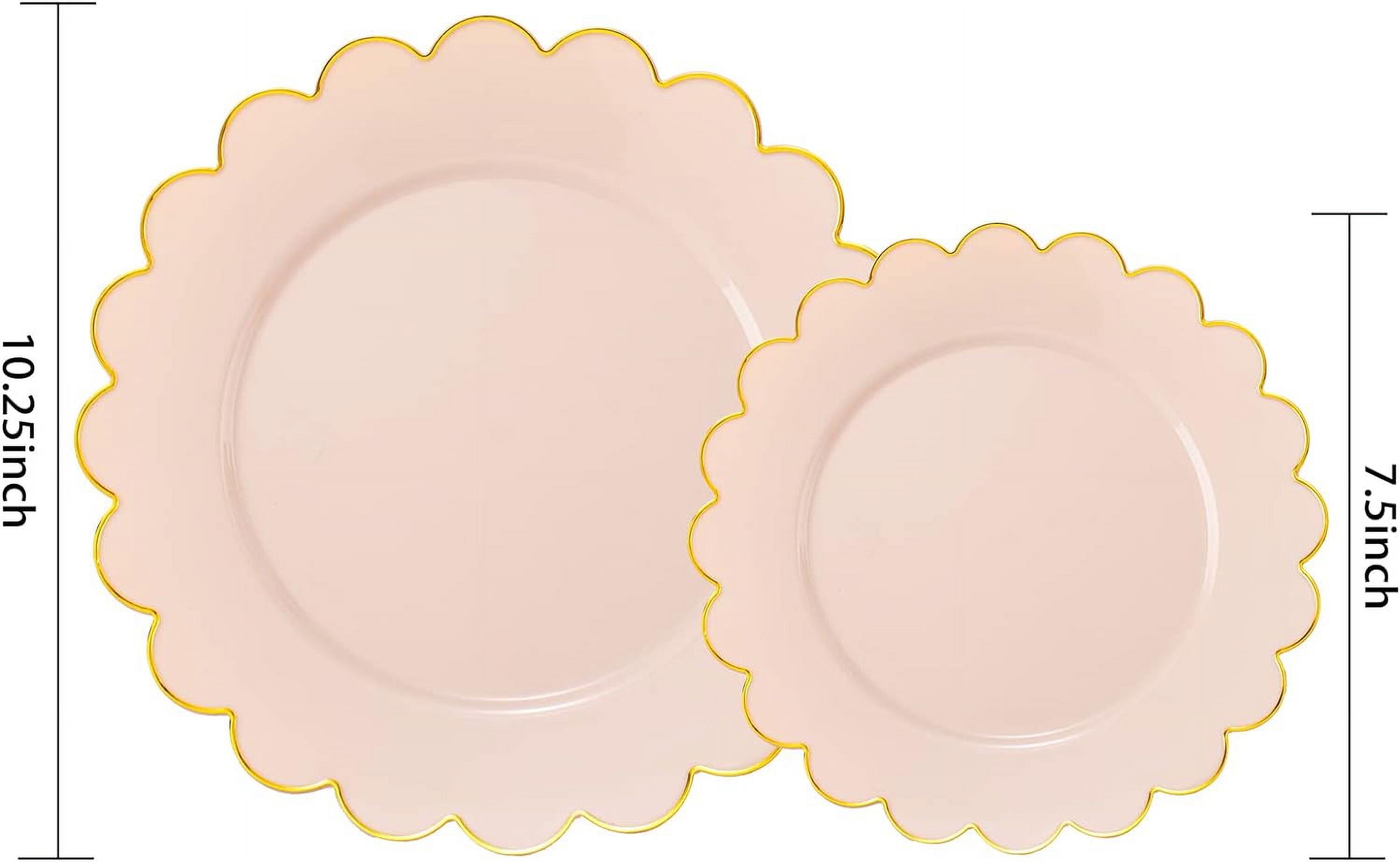 Linyan-LIYH 60pcs Pink Plastic Plates with Gold Disposable Plates ...