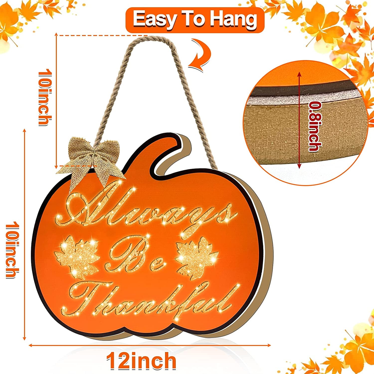 Linyan-[ Lighted & Timer ] Thanksgiving Pumpkin Sign Wreath Decorations ...
