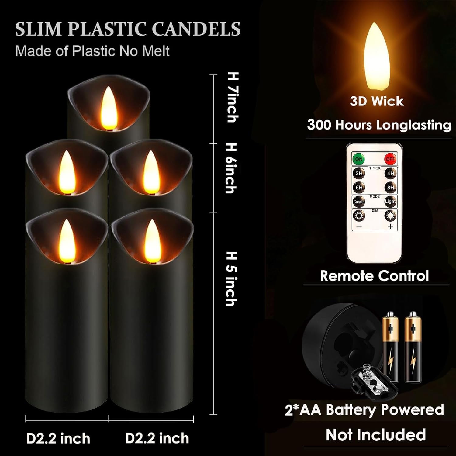 Linyan-Multi Color Changing Flameless Candles with Timer, Led Outdoor ...