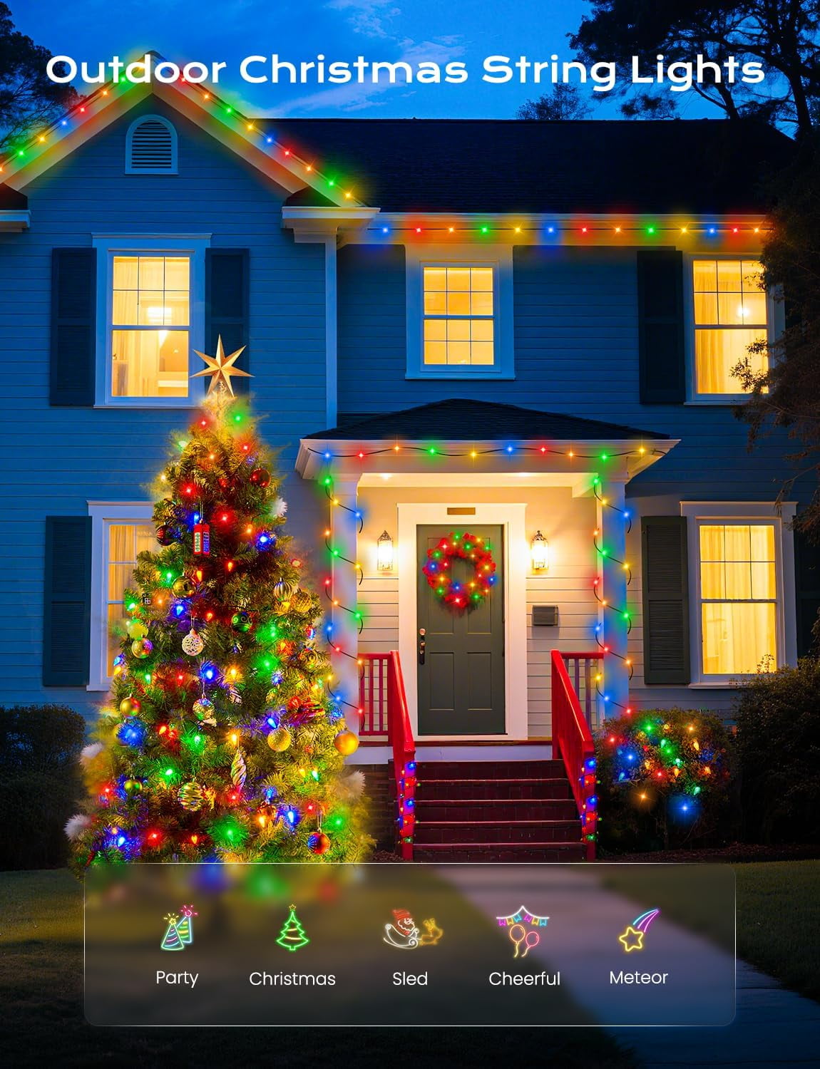 Linyan-Solar Operated C6 Strawberry String Lights, 39ft 100 LEDs Warm ...