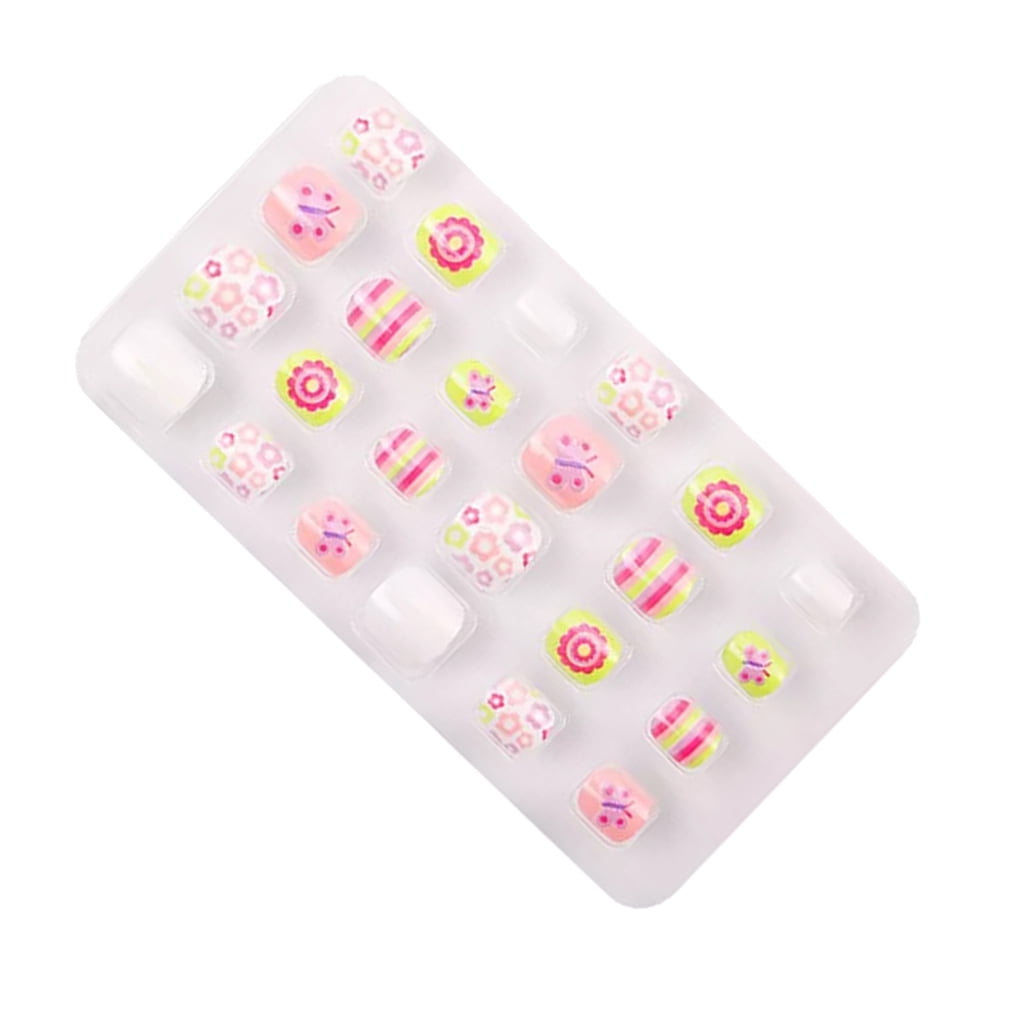 Linyer 1 Set Artificial Nail Tips Press on Nails for Kids Cartoons ...