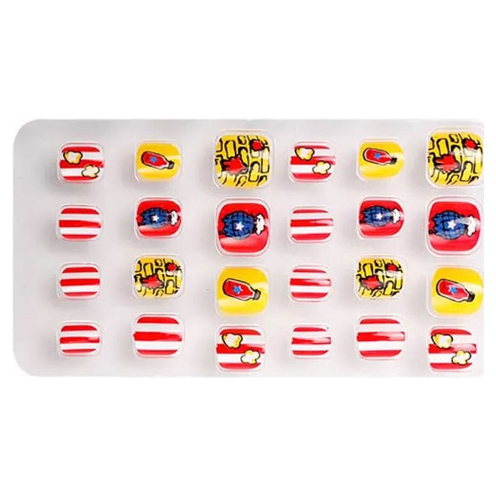 Linyer 1 Set Artificial Nail Tips Press on Nails for Kids Cartoons ...