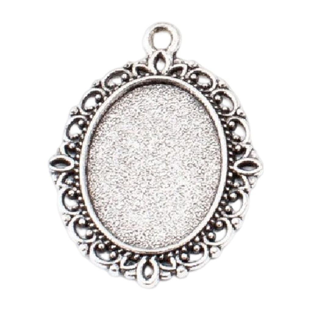 Linyer 50pcs Pendant Base Oval Blank Cameo Gem Bases Alloy Blank ...