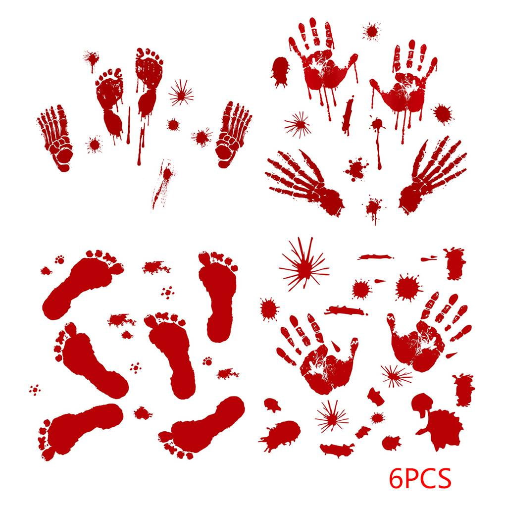 Linyer 6PCS Bloody Footprints Floor Clings Halloween Zombie Party ...