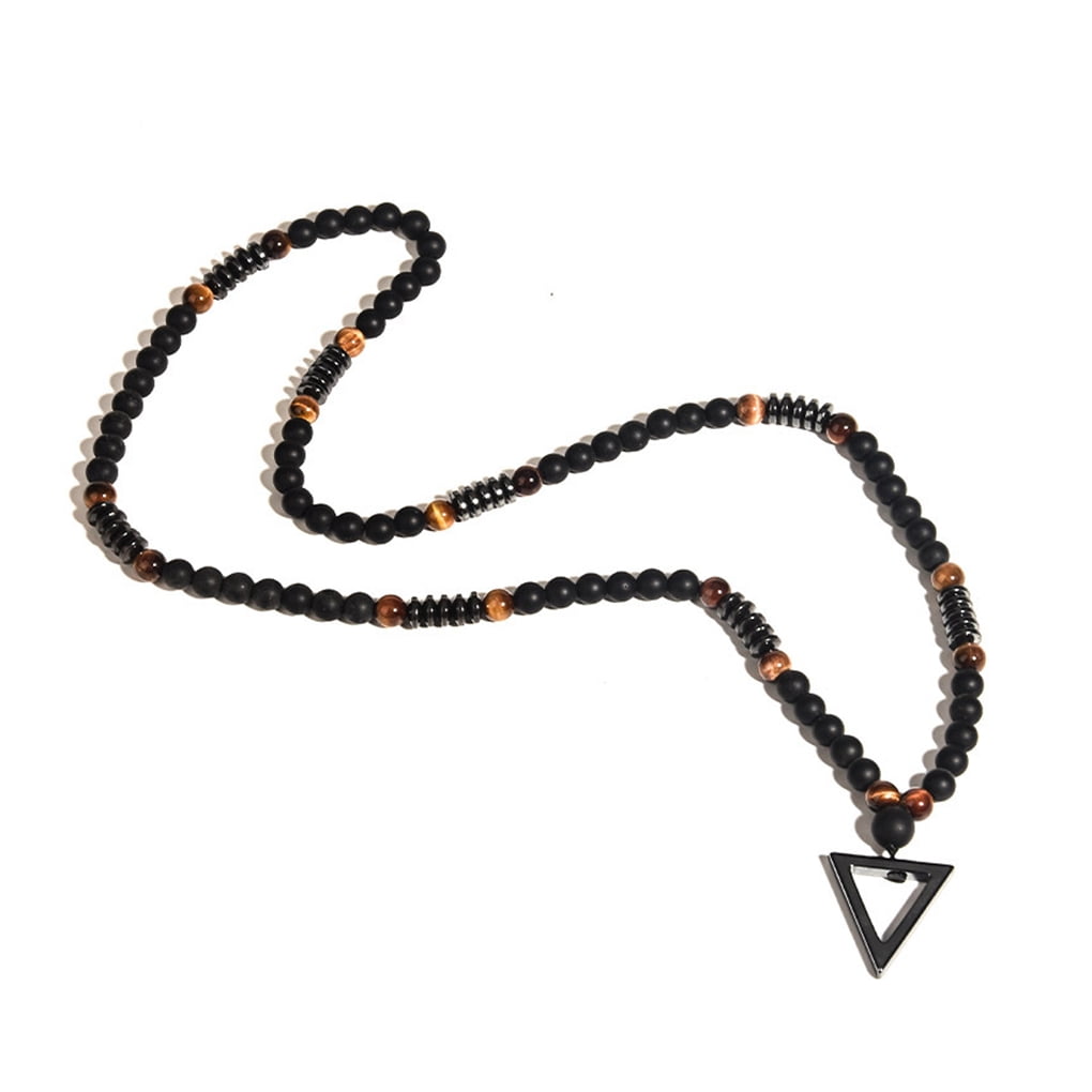 Linyer Stone Bead Man Necklace Portable Decorative Triangular ...