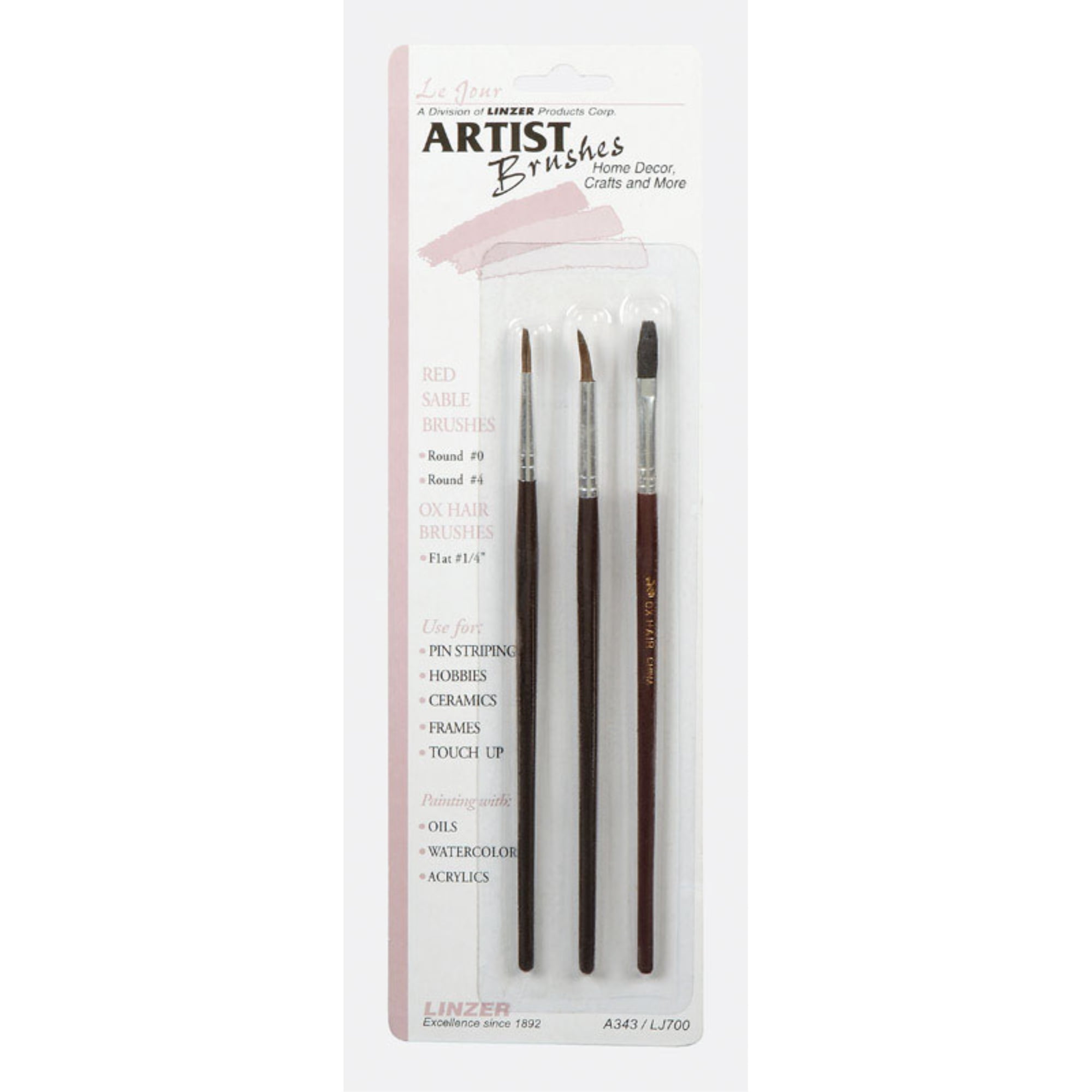 Linzer 1-1/4 in. Assorted Artist Paint Brush Set - Walmart.com