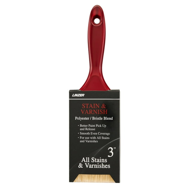 Linzer 3" Stain & Varnish Polyester Blend Flat Paint Brush - Walmart.com