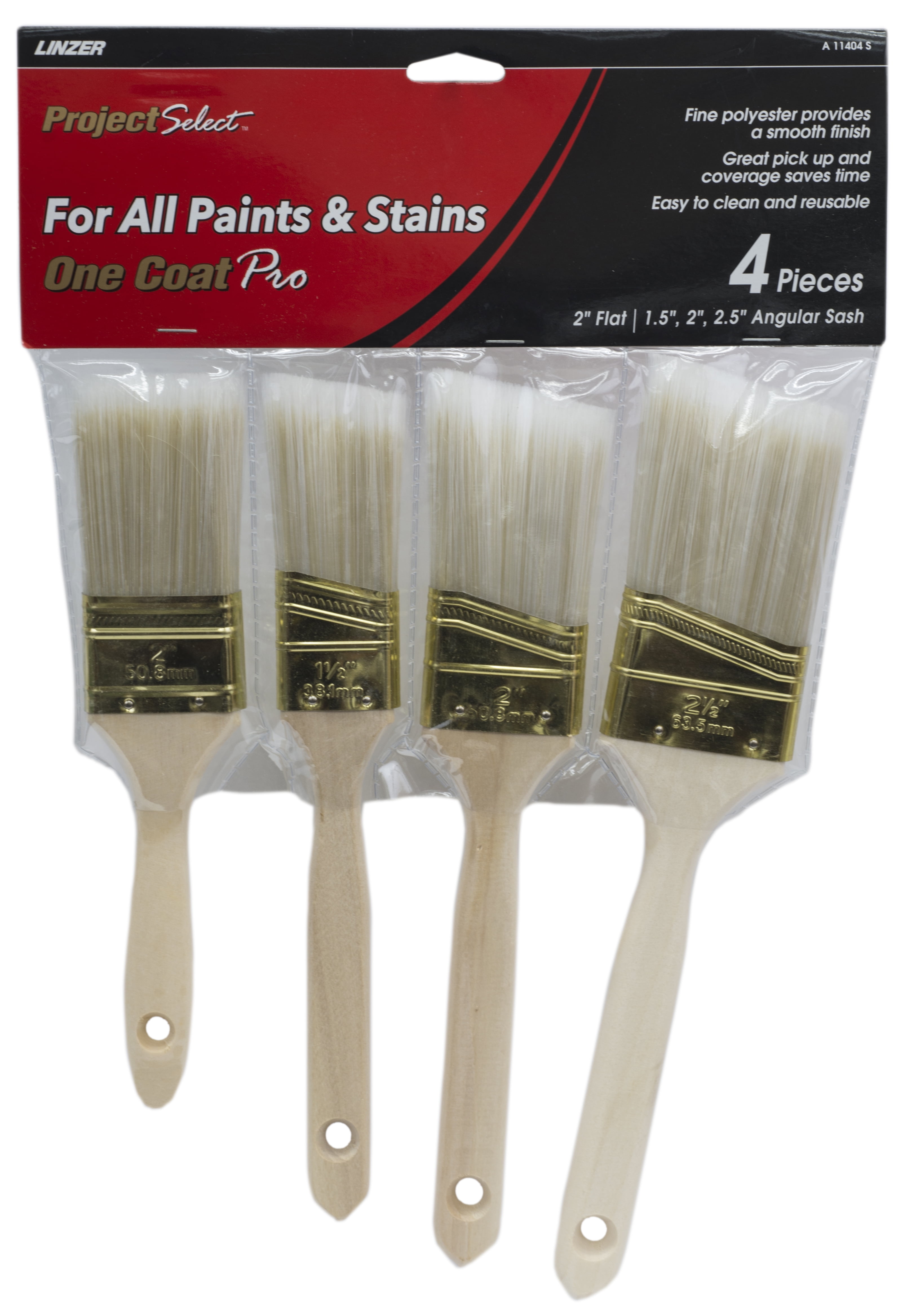 Linzer 4 Piece Polyester Paint Brush Set - Walmart.com