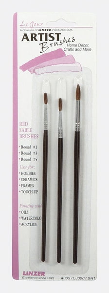 Linzer No. 1, 3, 5 W Round Artist Paint Brush Set (Pack of 12 ...