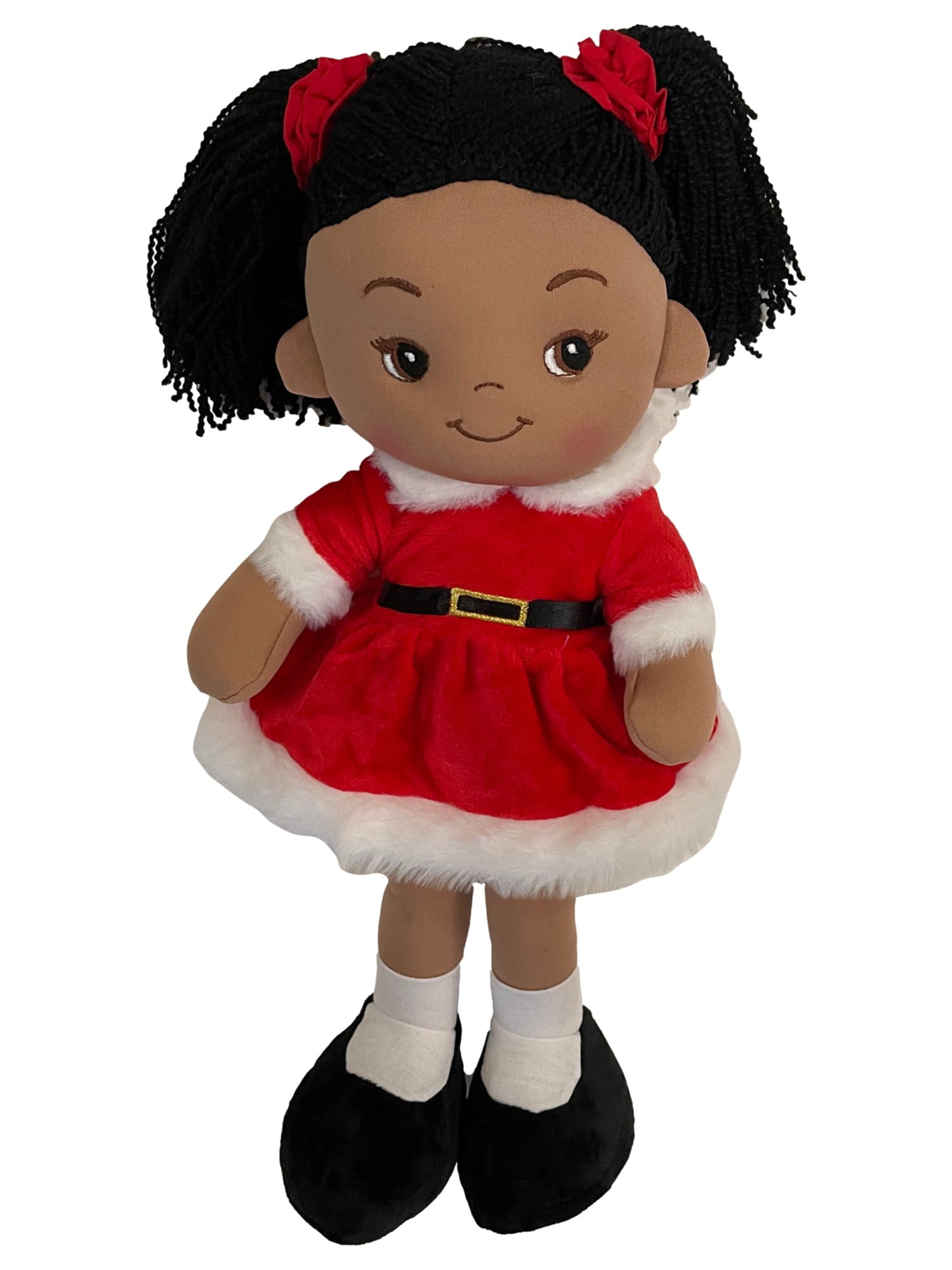 Linzy Plush Sweet Cakes 16" Christmas Doll, Brown Skin Santa Baby Doll ...