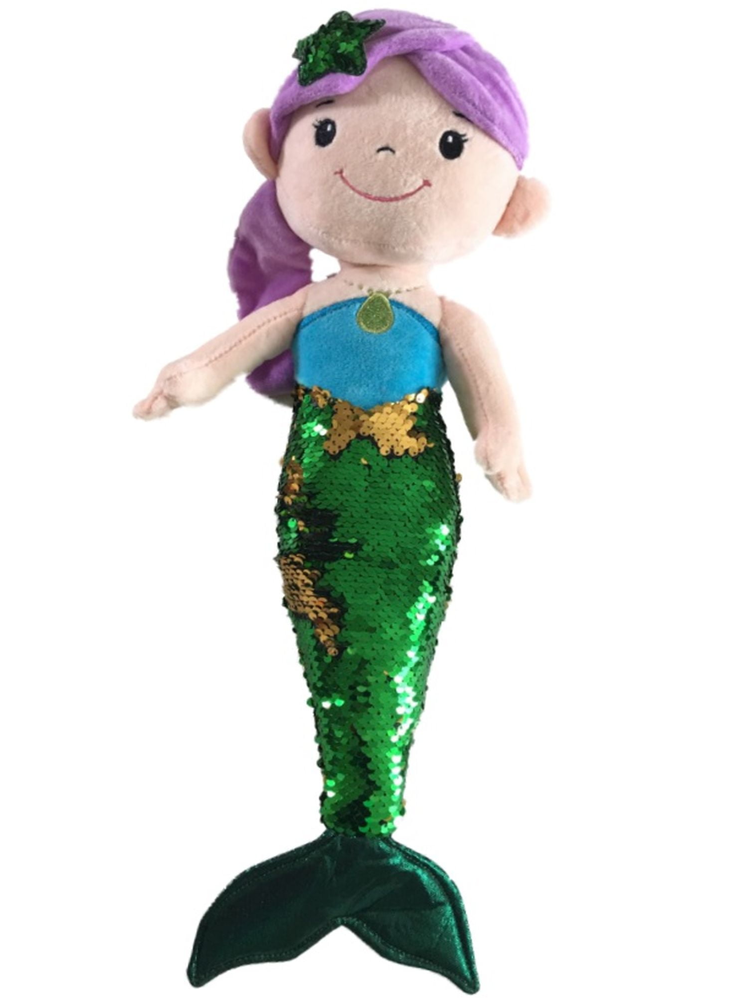 Linzy Toys Green & Gold 19 inch Mermaid With 2-Way Sequins Plush ...