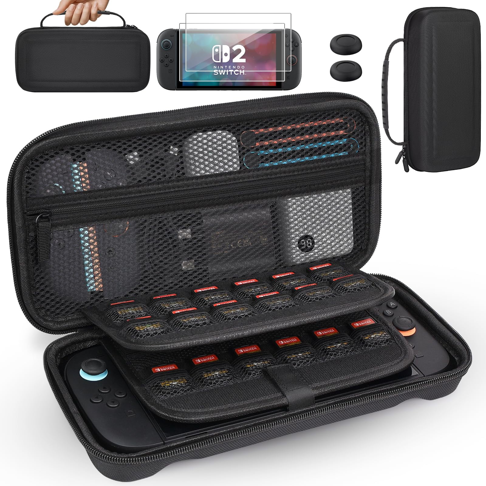 LioCam Nintendo Switch 2 Carrying Case Larger Capacity Hard Shell ...