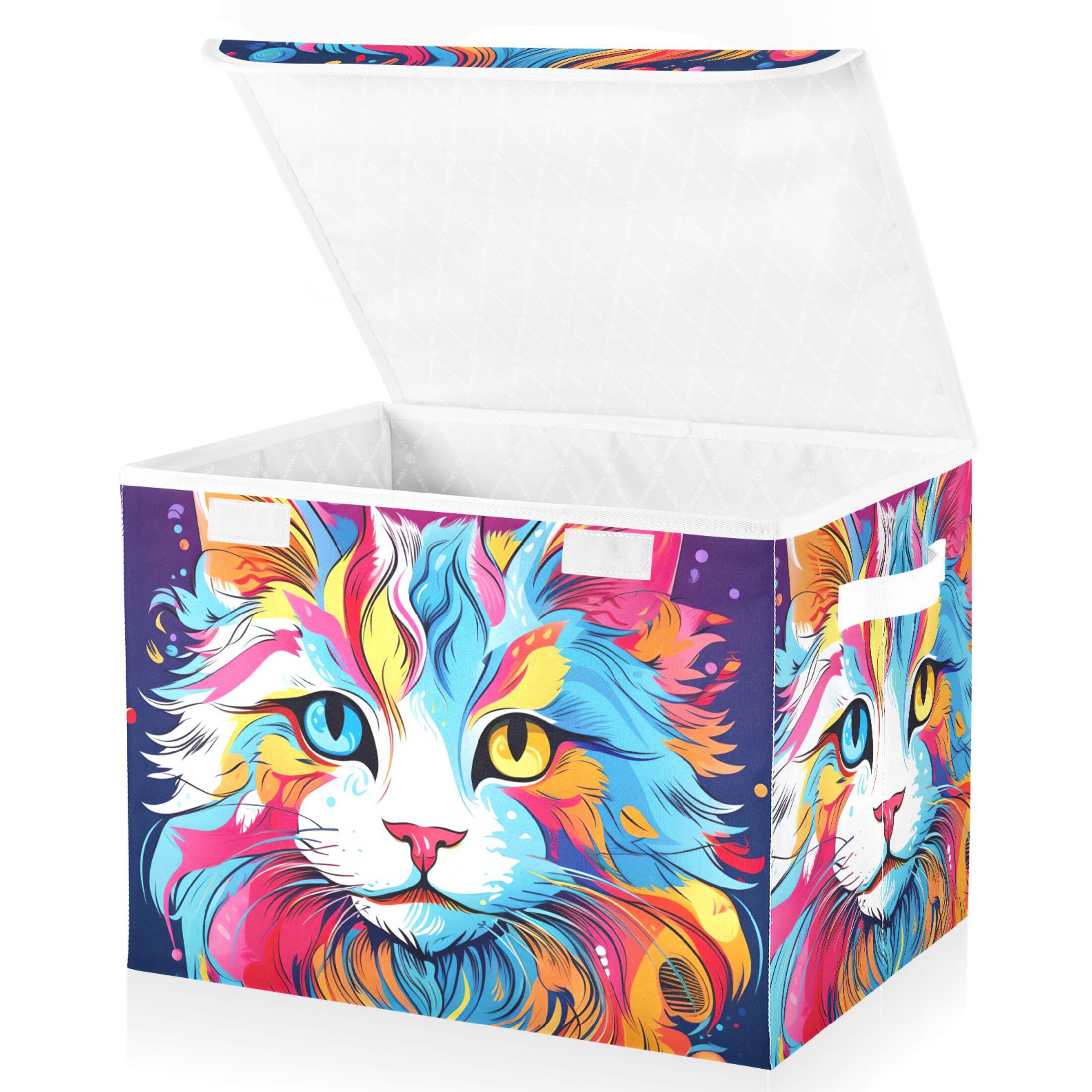 Lion Abstract Print Large Lidded Bin Foldable Storage Baskets Boxes ...