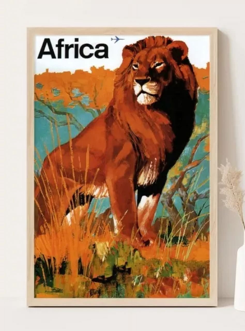 Lion In Africa Vintage Poster, Extra Large Wall Art, Africa Travel Wall ...