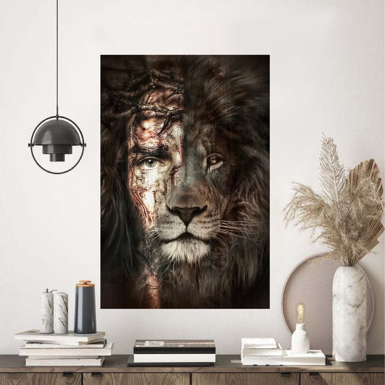 Lion And God Print Poster 24 x 36 Inch Poster - Walmart.com
