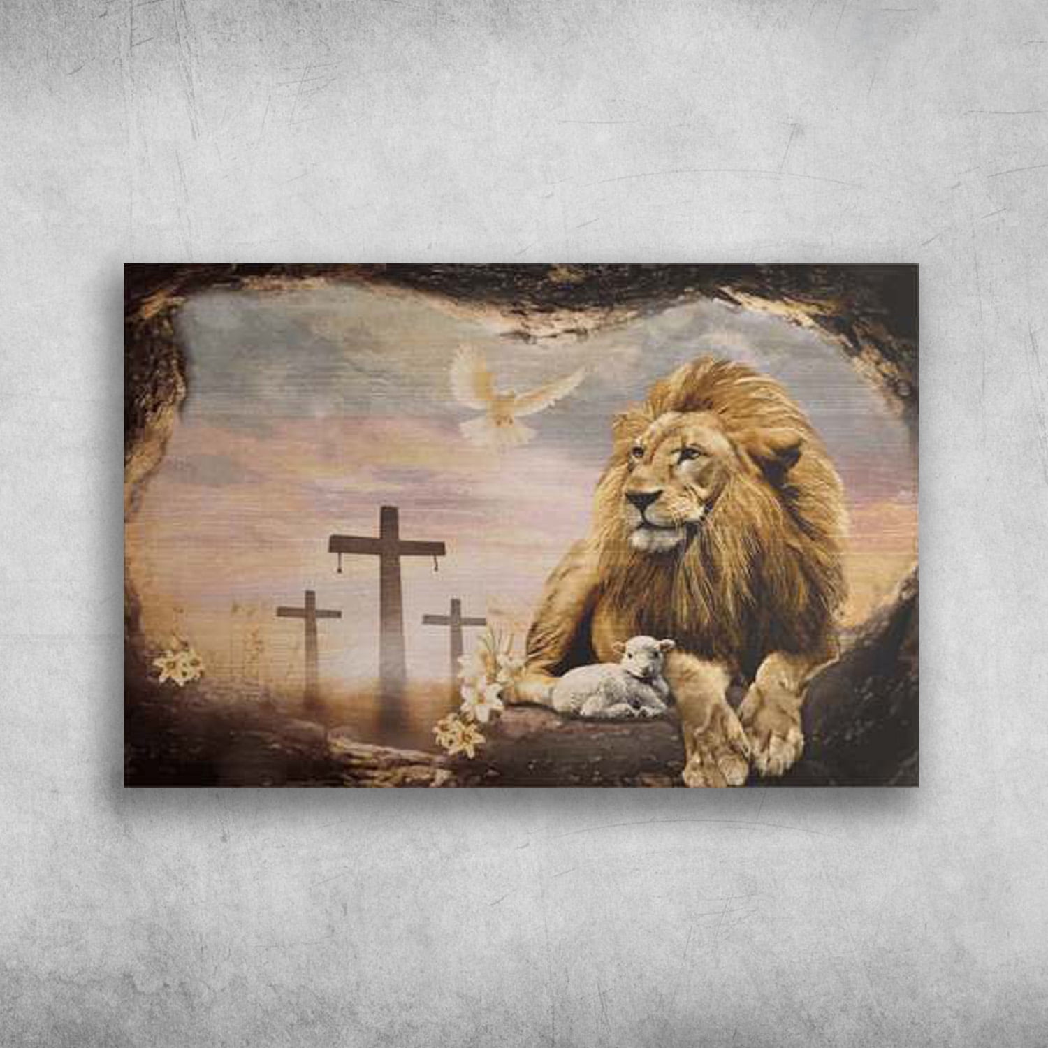 Lion And Lamb, Cross Dove 24 x 36 Inch Poster - Walmart.com
