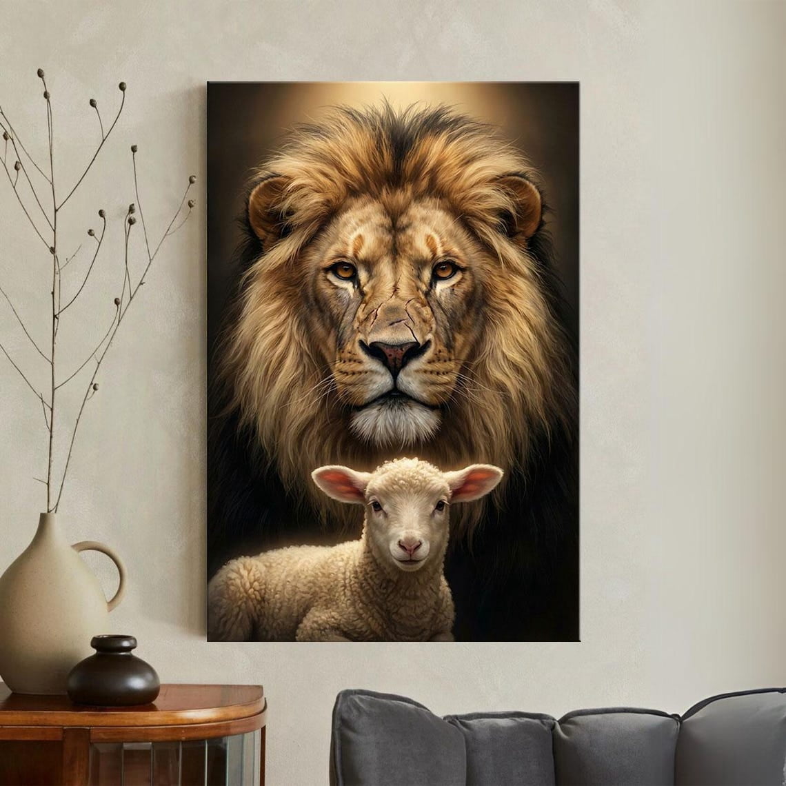 Lion And Lamb Print Christian Wall Art Lion Of Judah Biblical Home ...