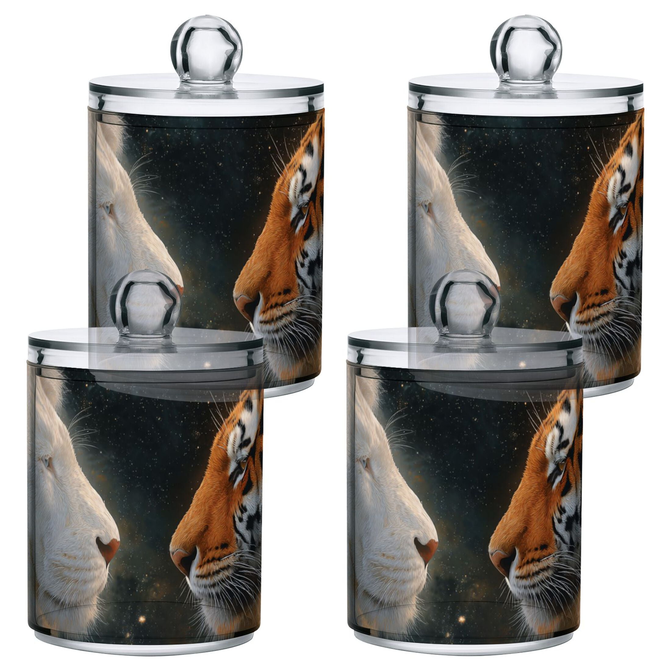 Lion Animal Confront in Starry Night Translucent Plastic Cans Storage ...