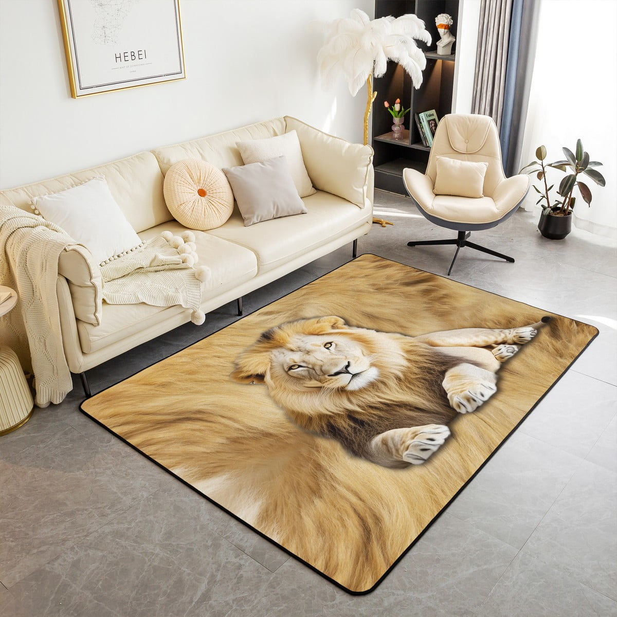 Lion Area Rug,3D Lion 5x7 Rectangular Carpet,African Animal Skin Print ...