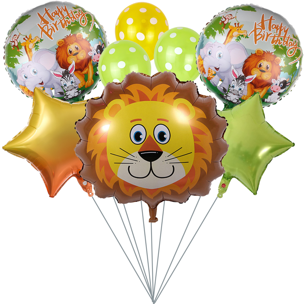 Lion Balloon Bouquet with Large Lion Balloon Polka Dot Latex Balloons ...